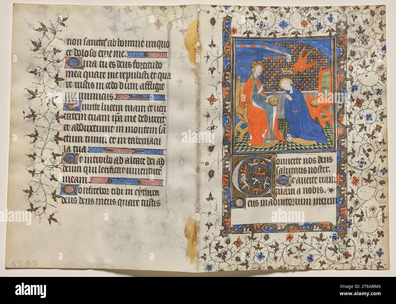 Bifolio from a Book of Hours: Coronation of the Virgin (recto), c. 1415 ...