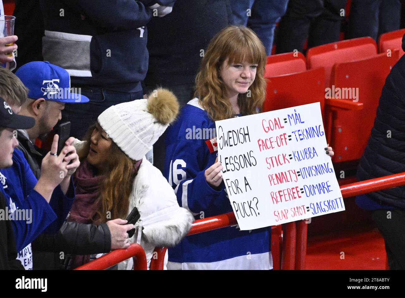 Toronto fans on the stands before the NHL Global Series Sweden ice ...