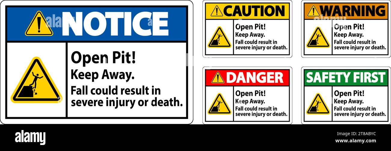 Danger Sign Open Pit Keep Away Fall Could Result In Severe Injury Or ...