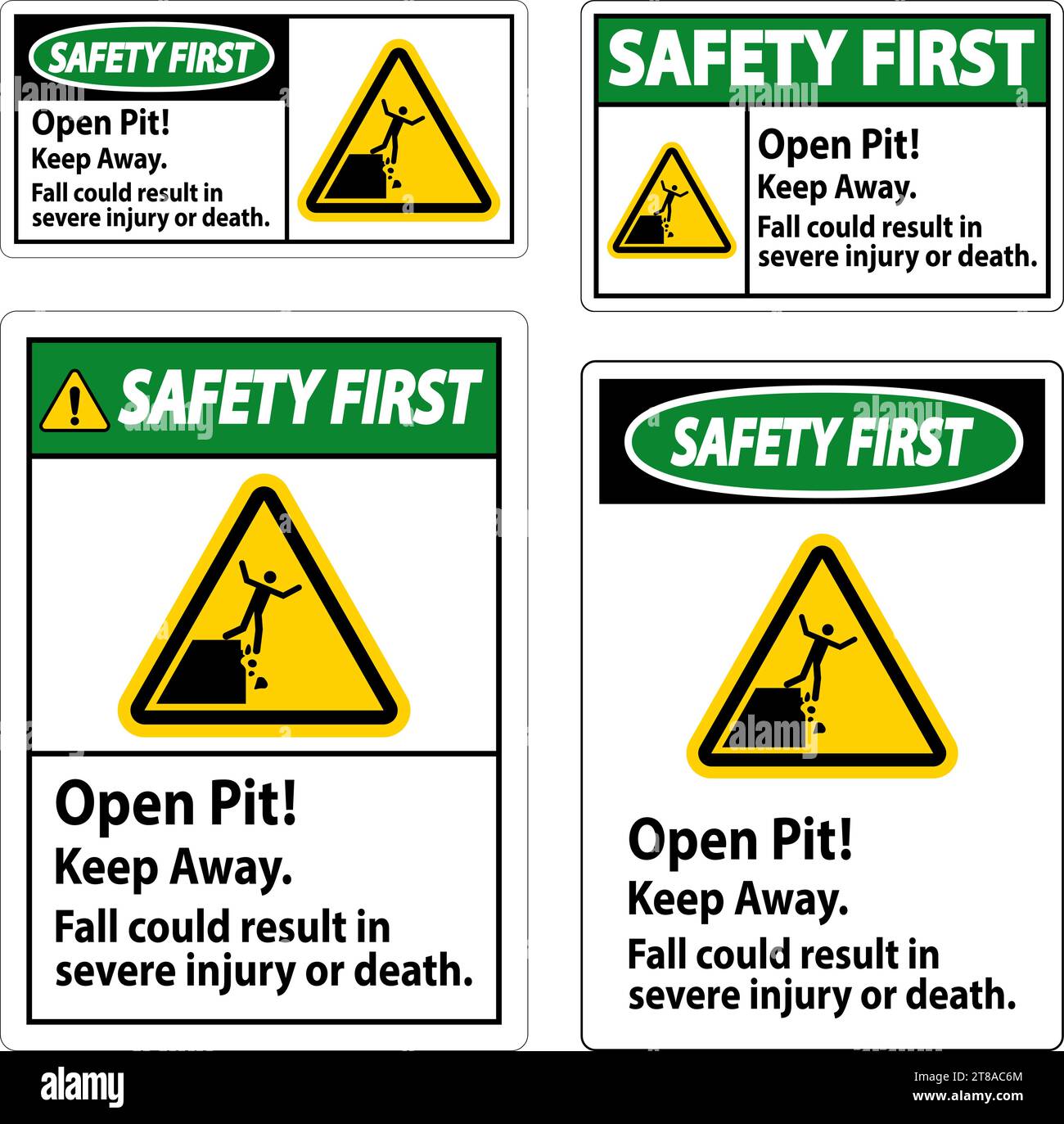 Safety First Sign Open Pit Keep Away Fall Could Result In Severe Injury ...