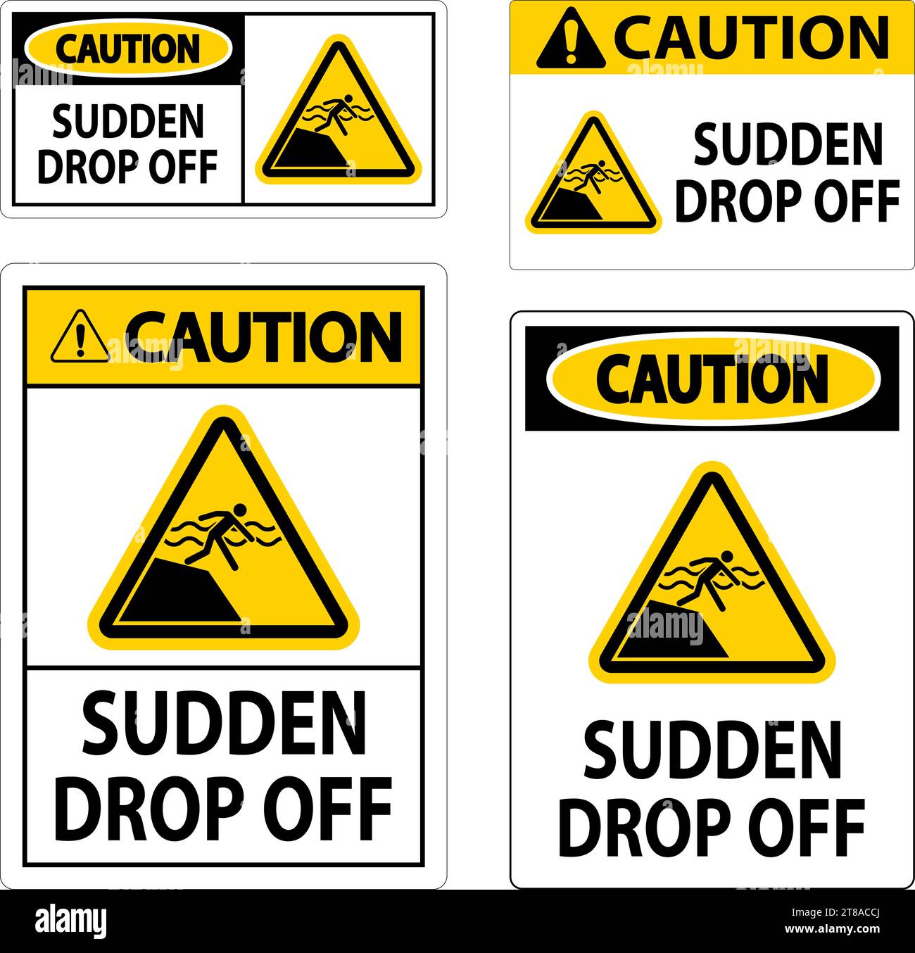 Caution Sign Sudden Drop Off Stock Vector Image & Art - Alamy