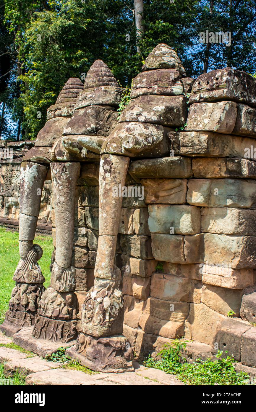 Terrace of the Elephants is part of the walled city of Angkor Thom, a ...