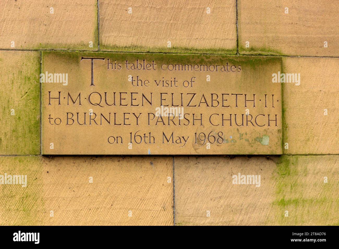 Tablet commemorating the visit of Queen Elizabeth II visit to Burnley ...
