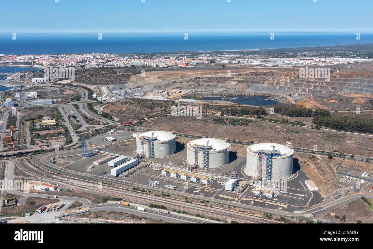 An aerial view of a liquefied natural gas storage Ren facility stored ...