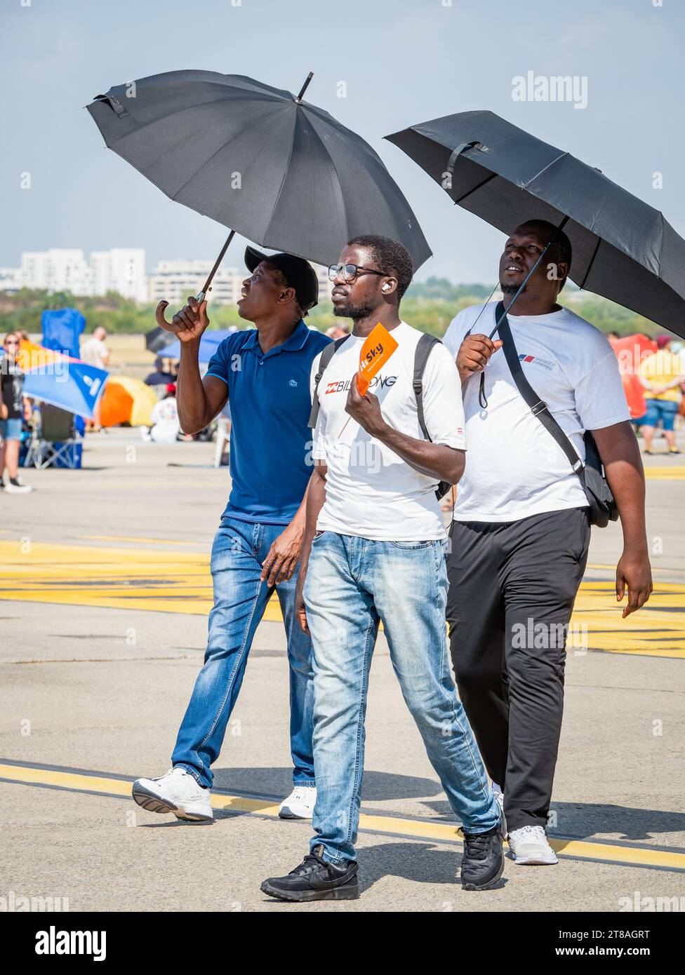 Bucharest, Romania -August 25 2023: Three african american tourists ...