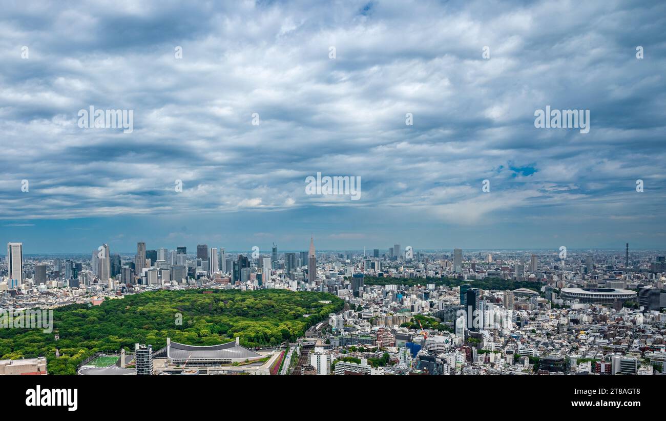 Tokyo skyline from Shibuya with cloudy sky Stock Photo - Alamy