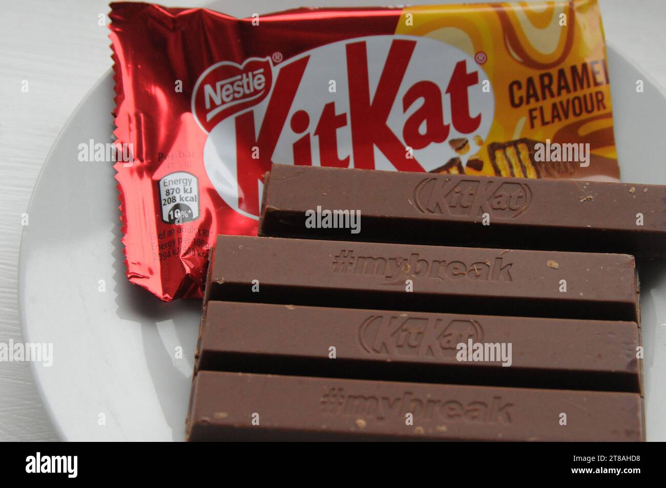 Copenhagen, Denmark /19 November 2023/Nestle KitKat caramel flavour in ...