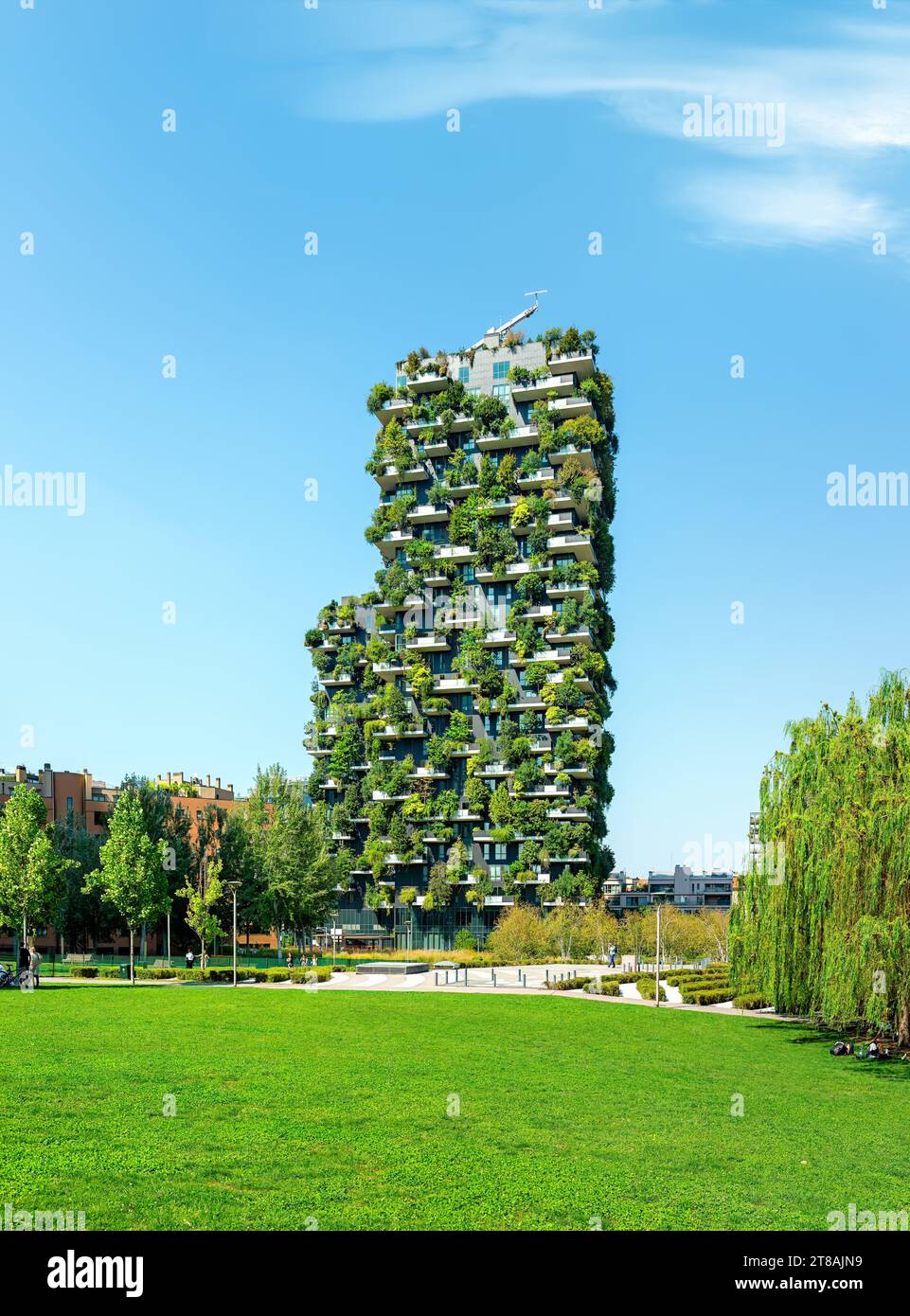 Milan, Italy - September 7, 2023: Green futuristic skyscraper Bosco ...