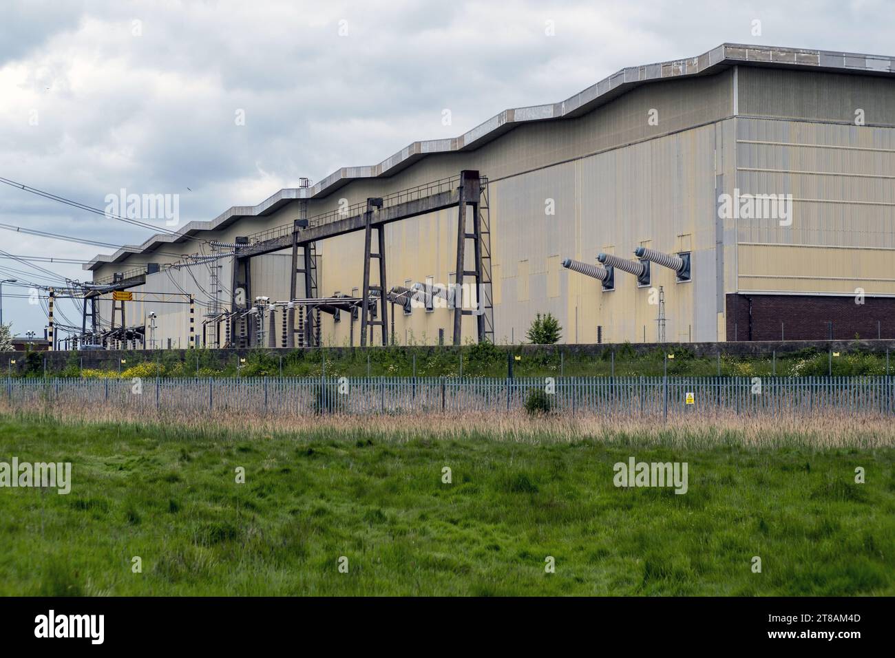 Kingsnorth Substation viewed from the Saxon shore way (path) on the Hoo ...