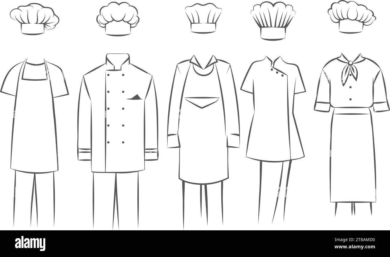 Cook chef outline clothes set Stock Vector Image & Art - Alamy
