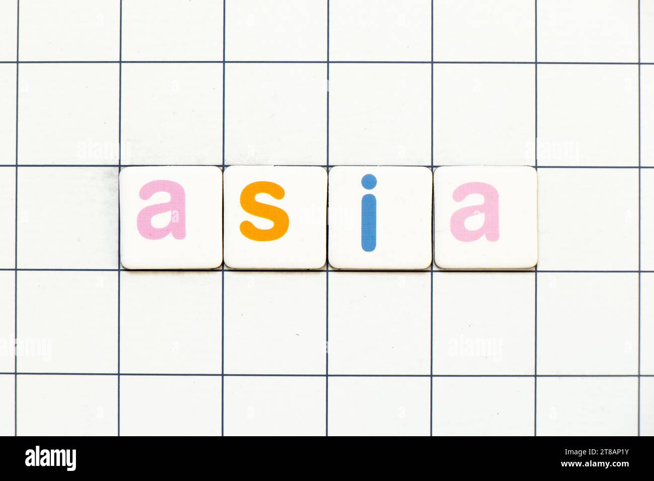 Colorful tile letter in word asia on white grid background Stock Photo ...