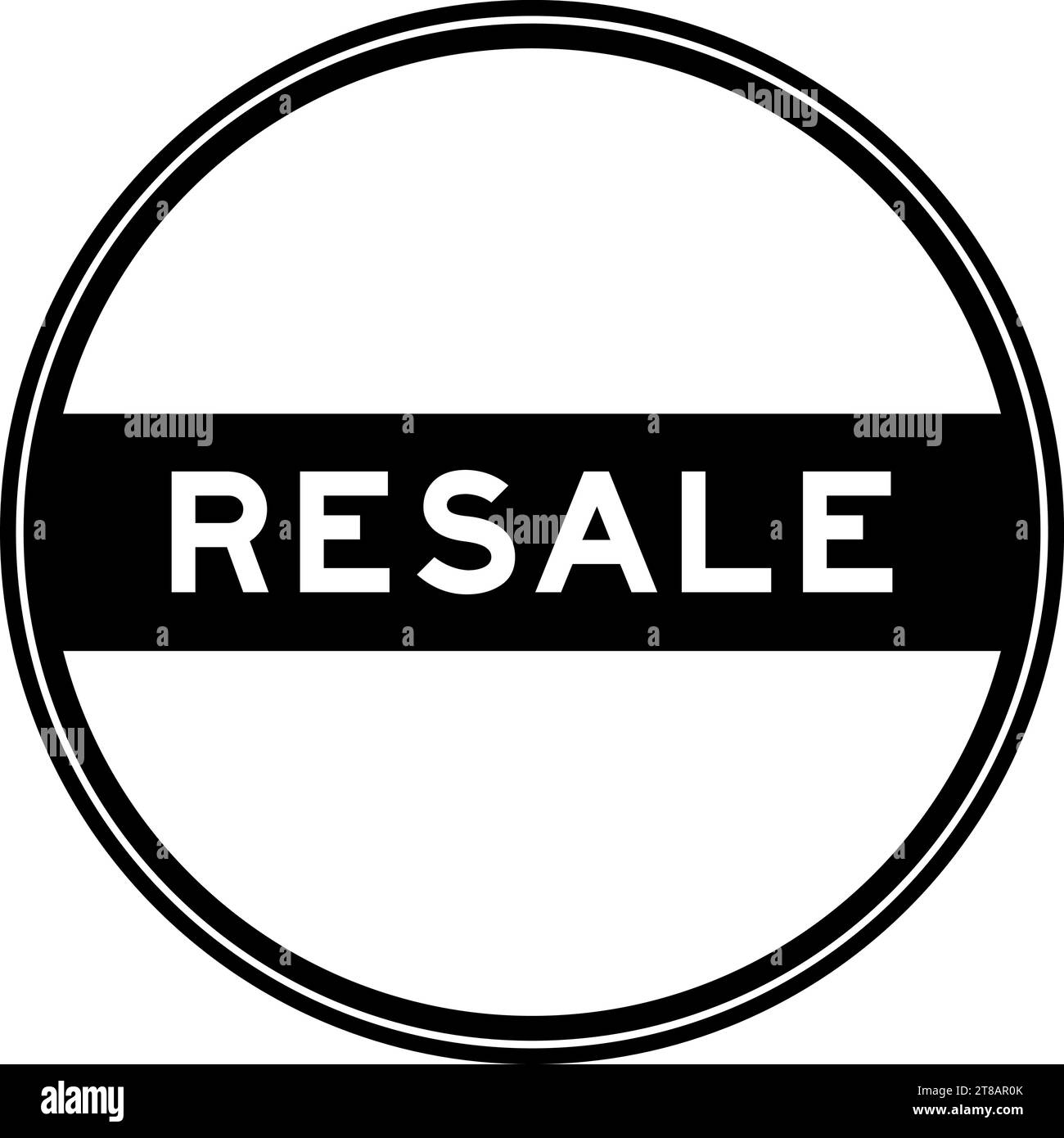 Black color round seal sticker in word resale on white background Stock ...