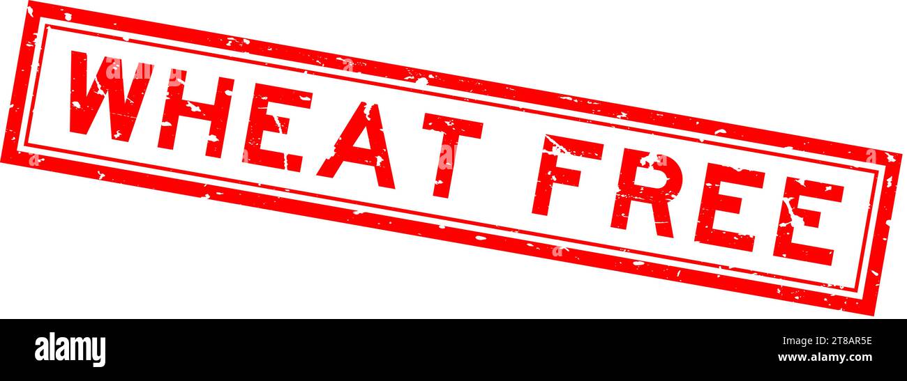 Grunge red wheat free word square rubber seal stamp on white background ...