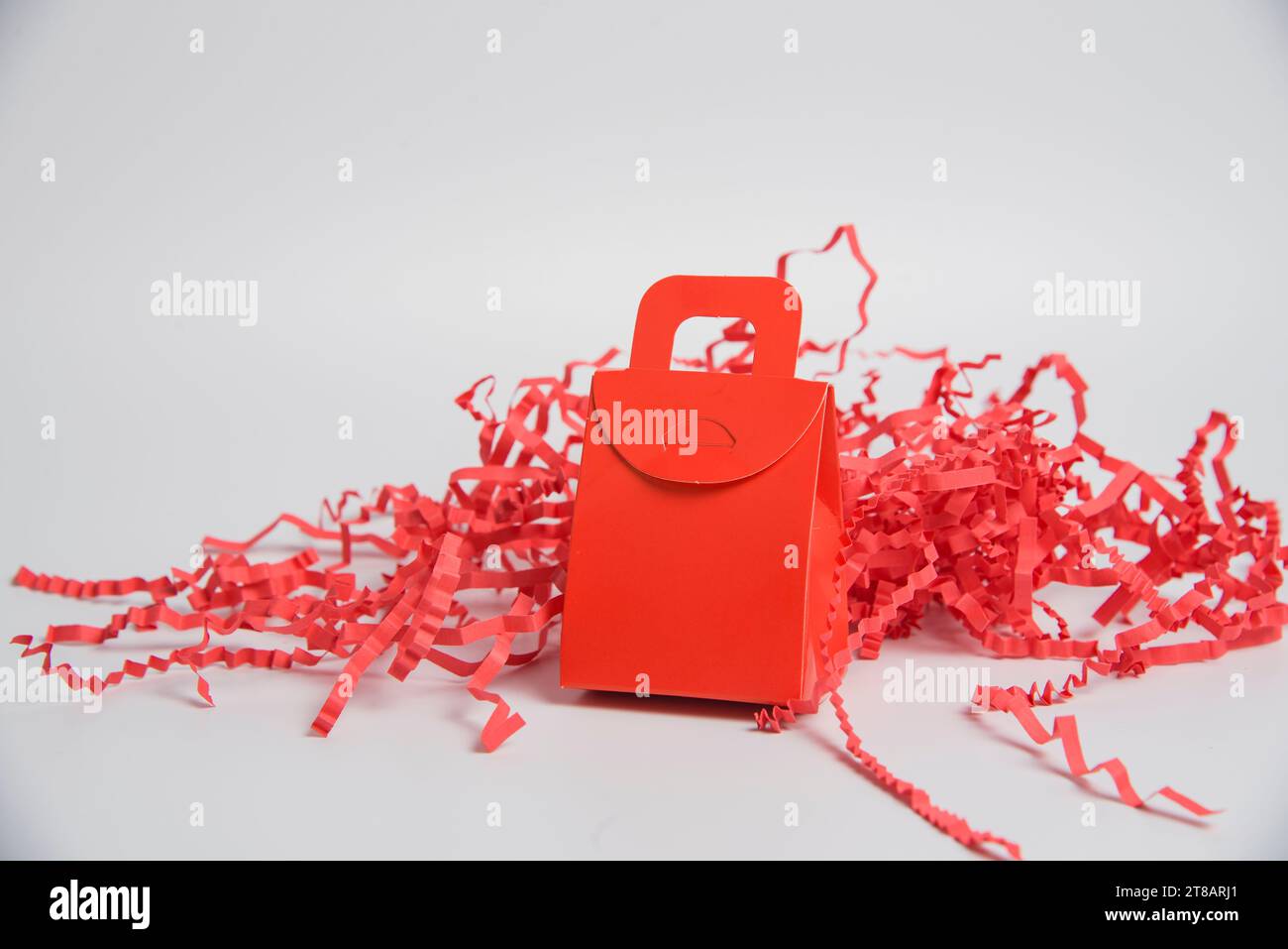 one small red box on white background, holidays concept Stock Photo - Alamy