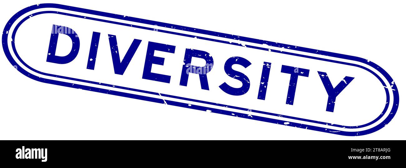 Grunge blue diversity word rubber seal stamp on white background Stock ...