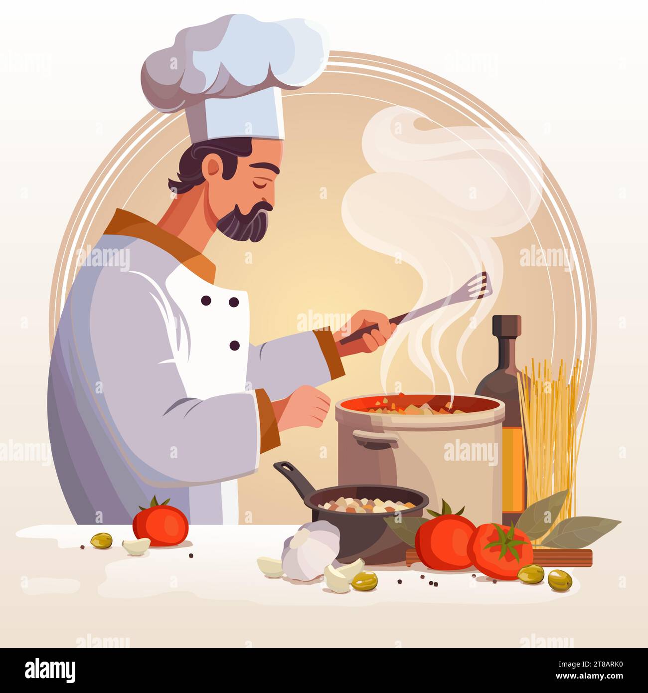 Man eating pasta dinner Stock Vector Images - Alamy
