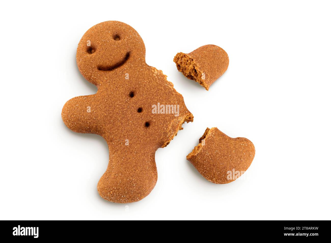 Gingerbread man isolated on white background. Top view. Flat lay Stock ...