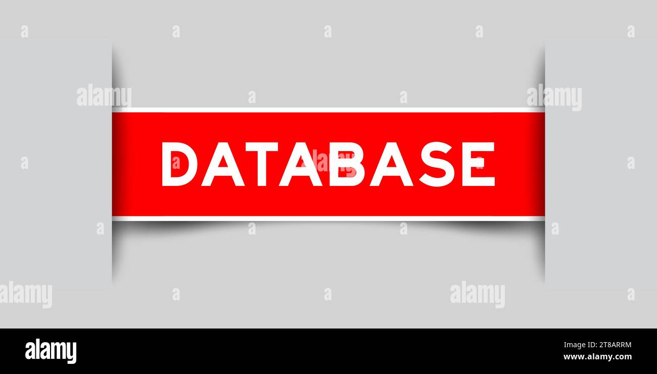 Red color square label sticker with word database that inserted in gray ...