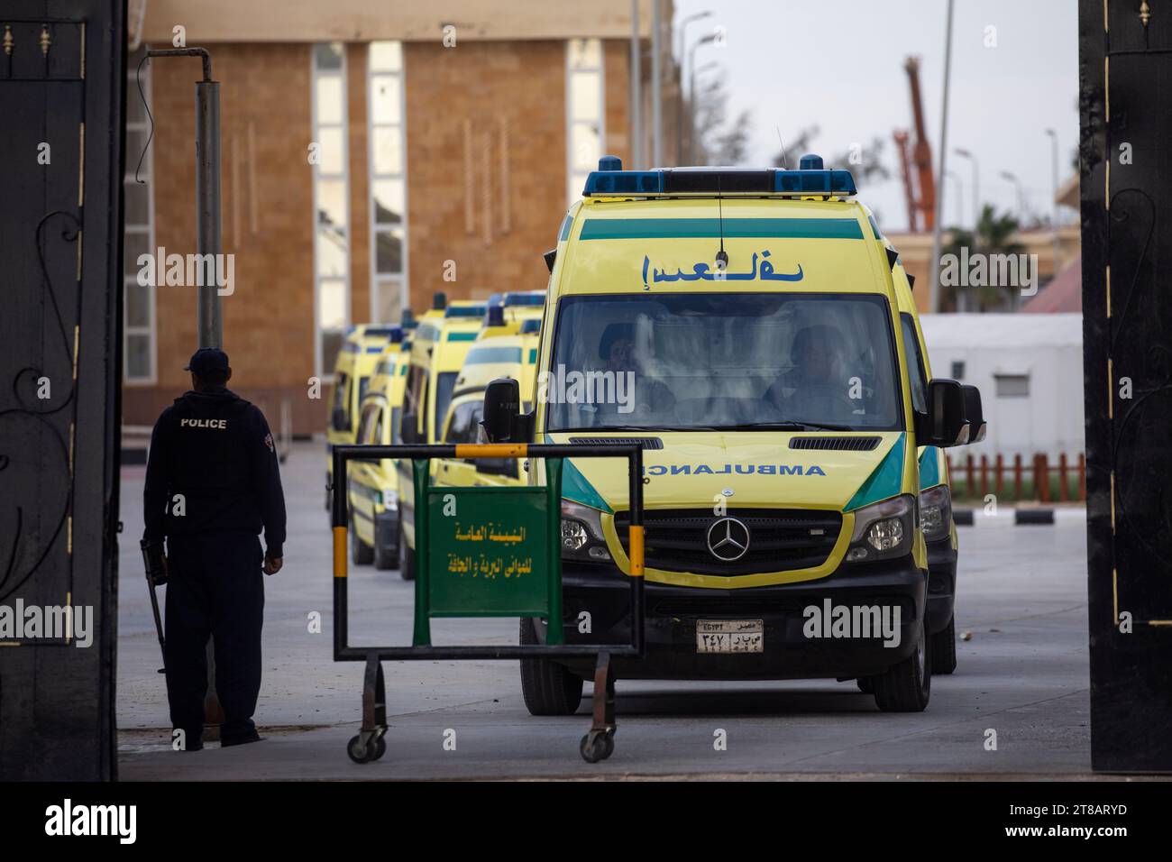 Rafah, Egypt. 19th Nov, 2023. Egyptian ambulance vehicles cross back ...