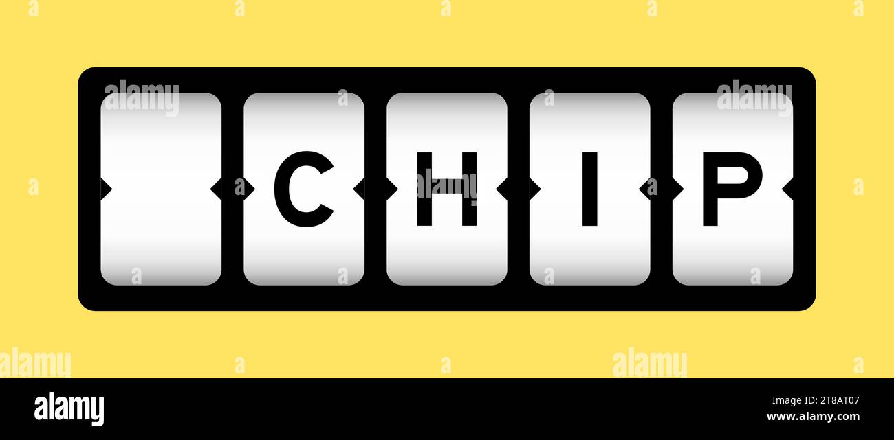 Black color in word chip on slot banner with yellow color background ...