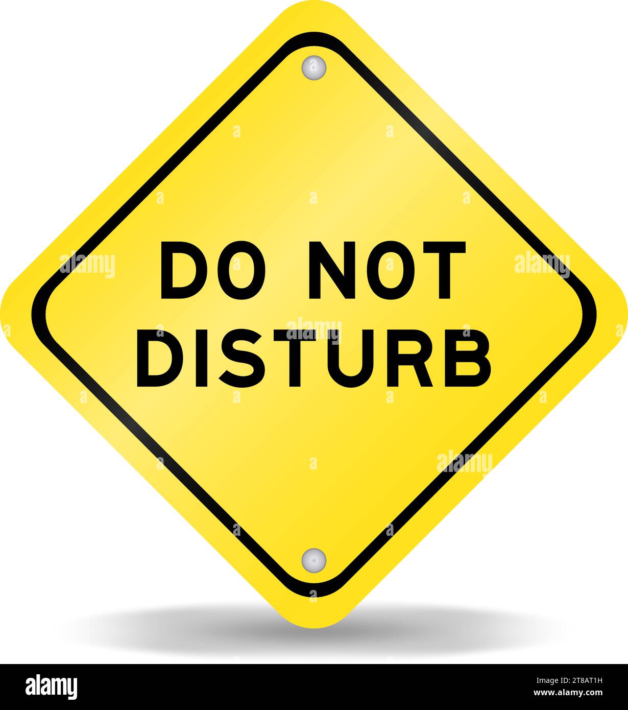 Yellow color transportation sign with word do not disturb on white ...