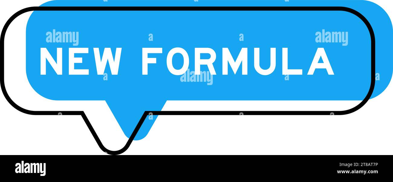 Speech banner and blue shade with word new formula on white background ...