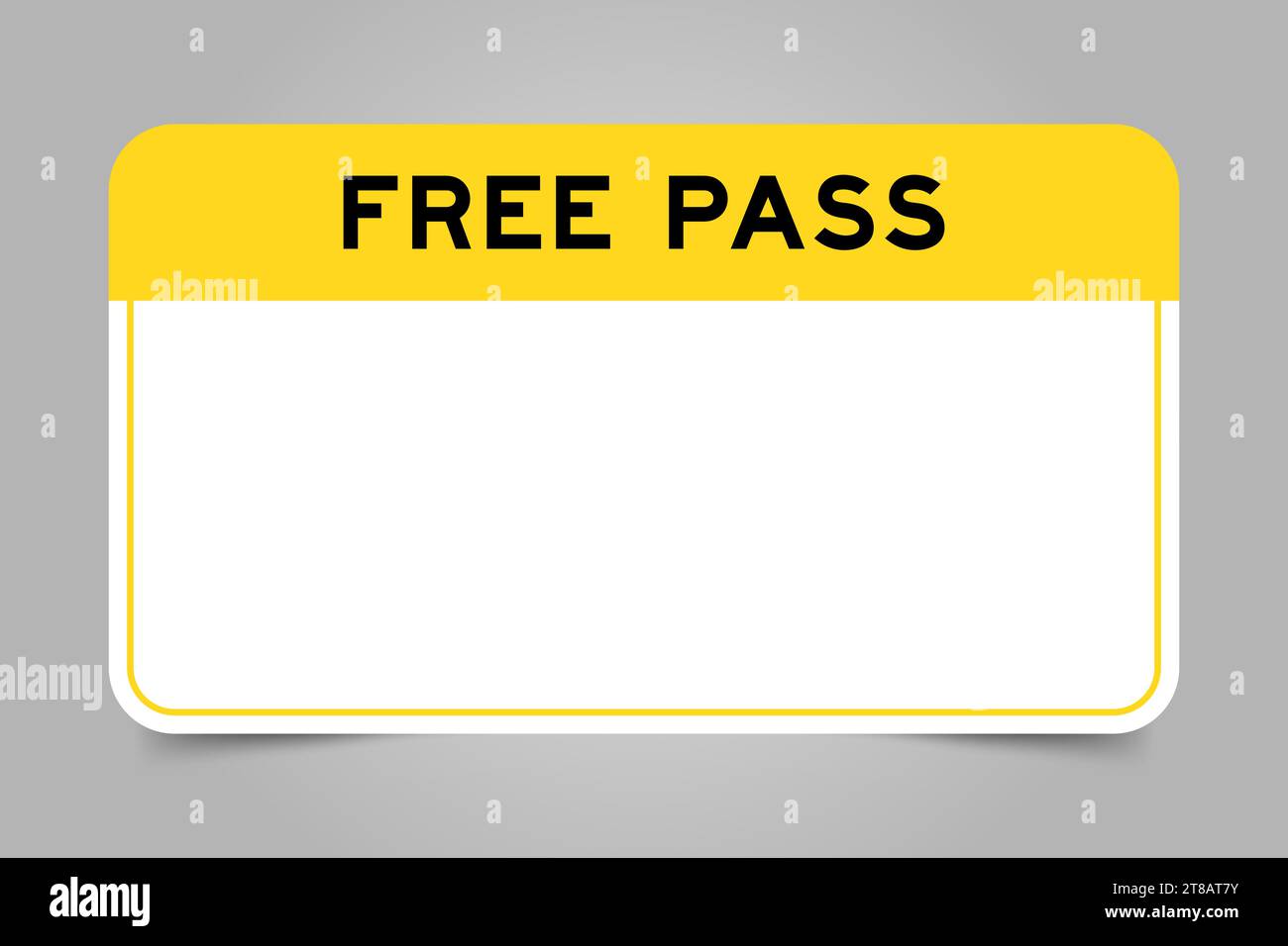 Label banner that have yellow headline with word free pass and white ...