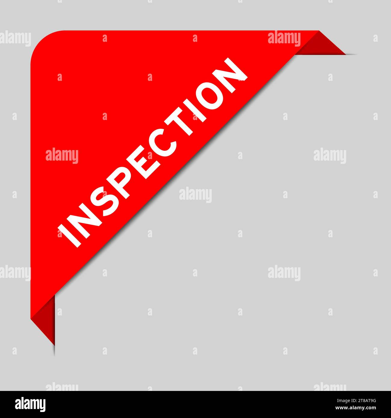Red color of corner label banner with word inspection on gray ...