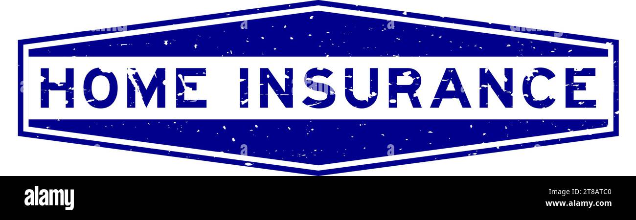 Grunge blue home insurance word hexagon rubber seal stamp on white background Stock Vector Image ...