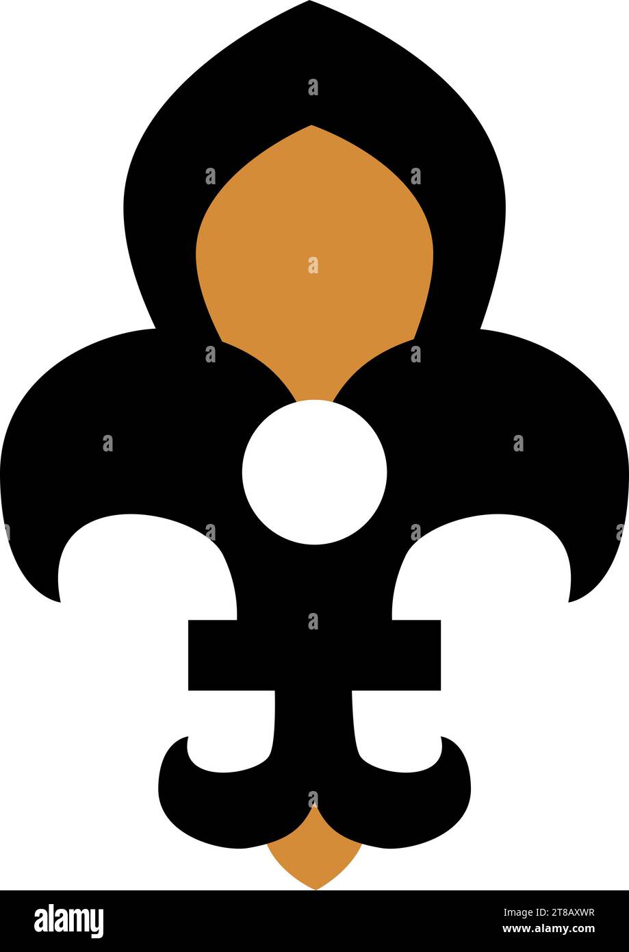 Luxury boho style family coat of arms lily symbol in black and gold ...