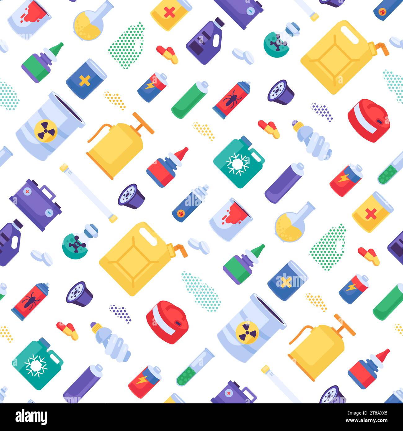 Dangerous substances separation seamless pattern with battery, acid ...