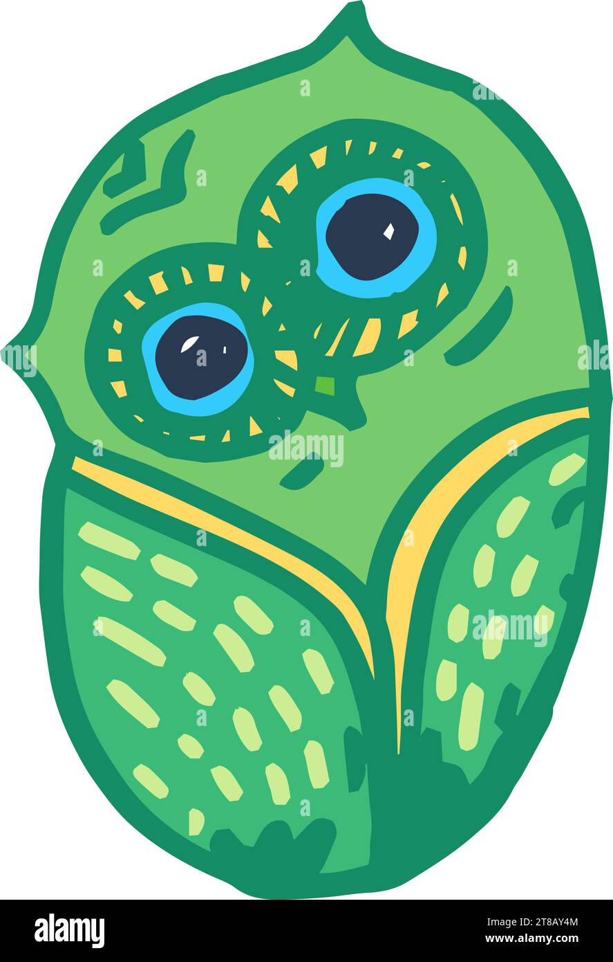 Cute forest eagle owl hand drawn in children style. Funny fairy tale ...