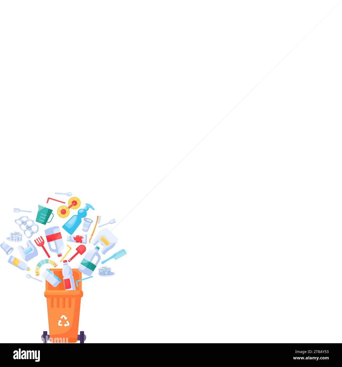 Old unwanted Plastic Items fall into open trash bin. Heap of old ...