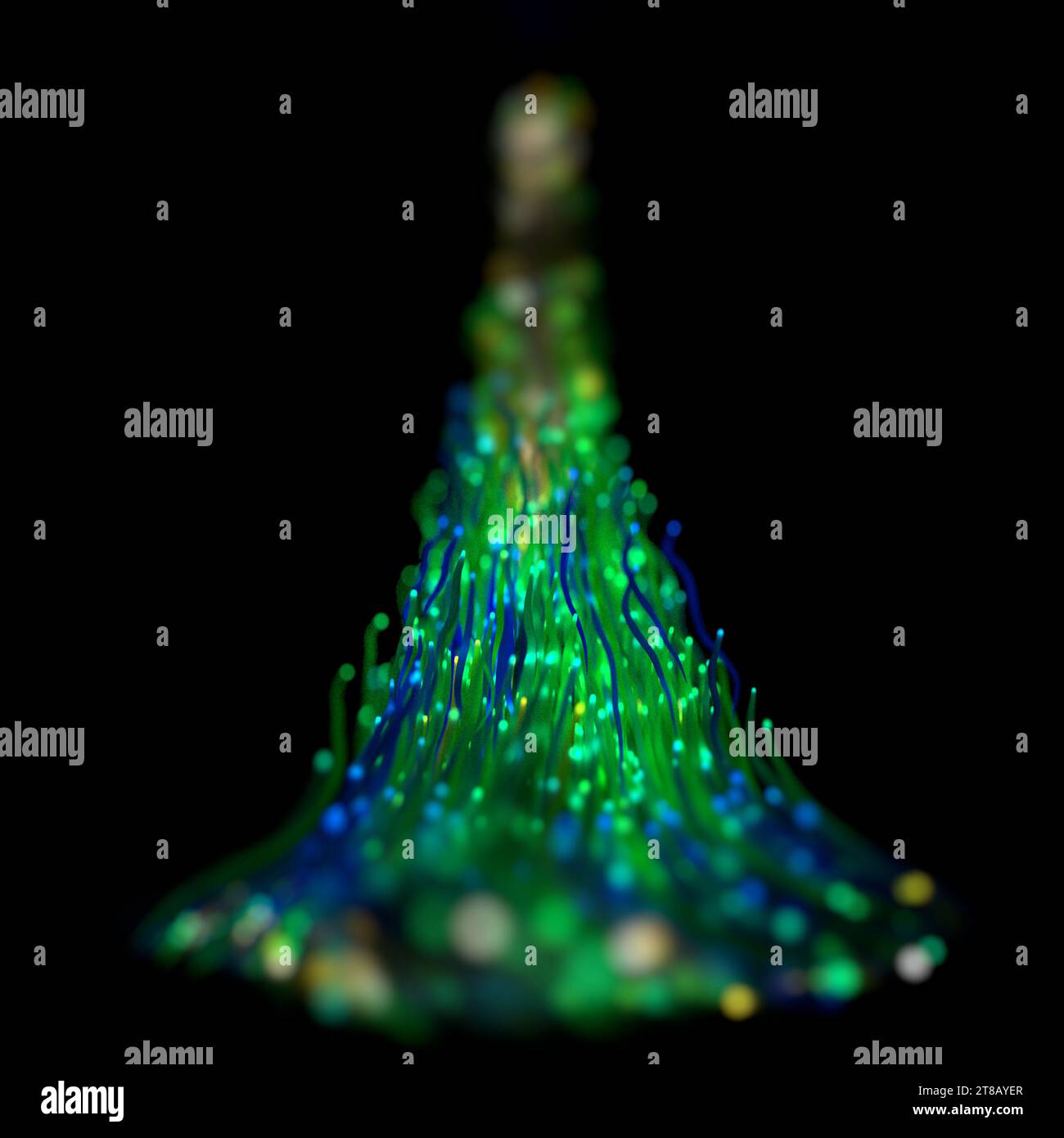 A serene image of a tree illuminated by fiber optic lights in a blend ...