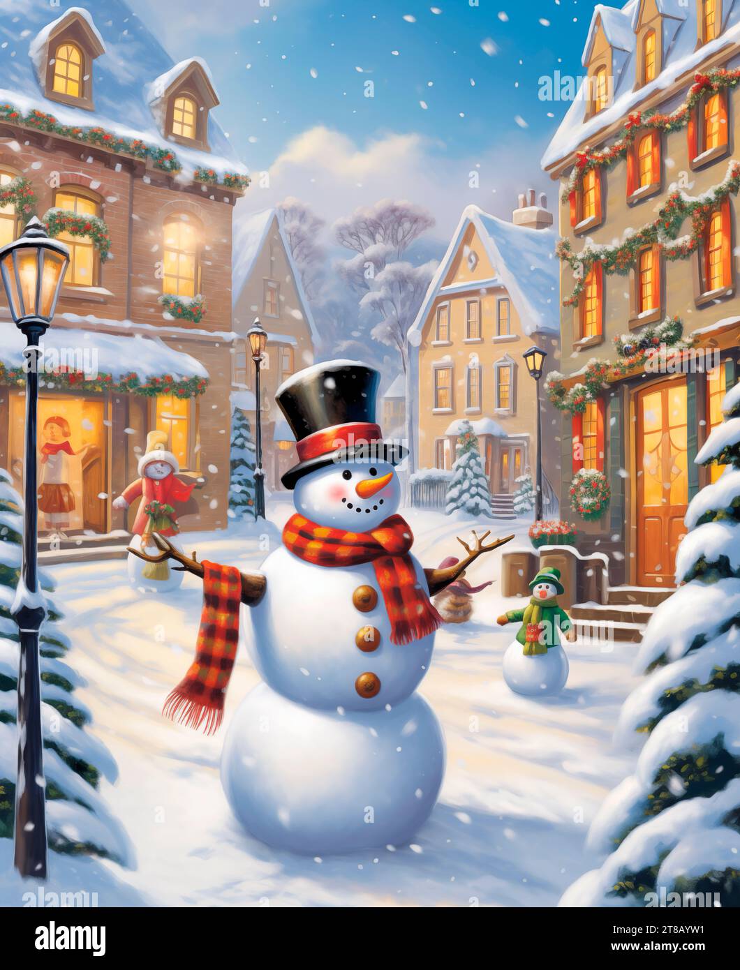 Graphic design snowmen Christmas decorations snowman close up in a row ...