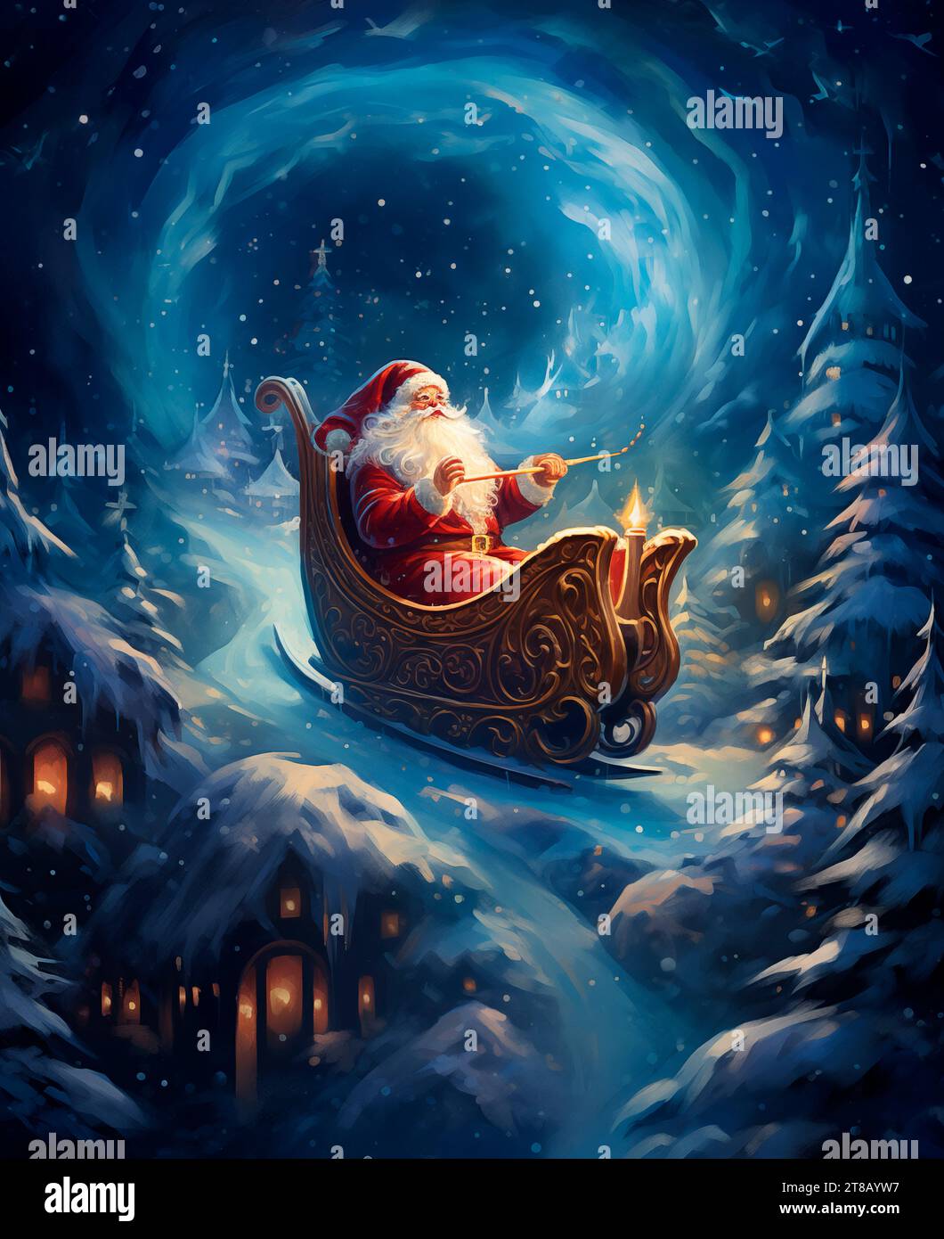 Graphic design Santa Claus Christmas decorations. A starlit dream ...