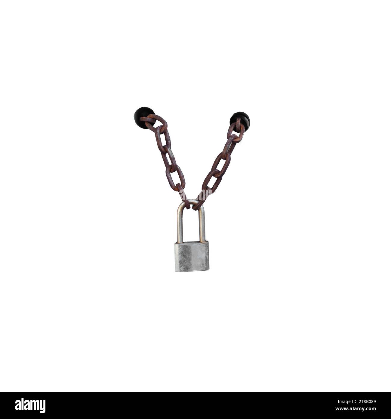 padlock with chain isolated on white background Stock Photo - Alamy