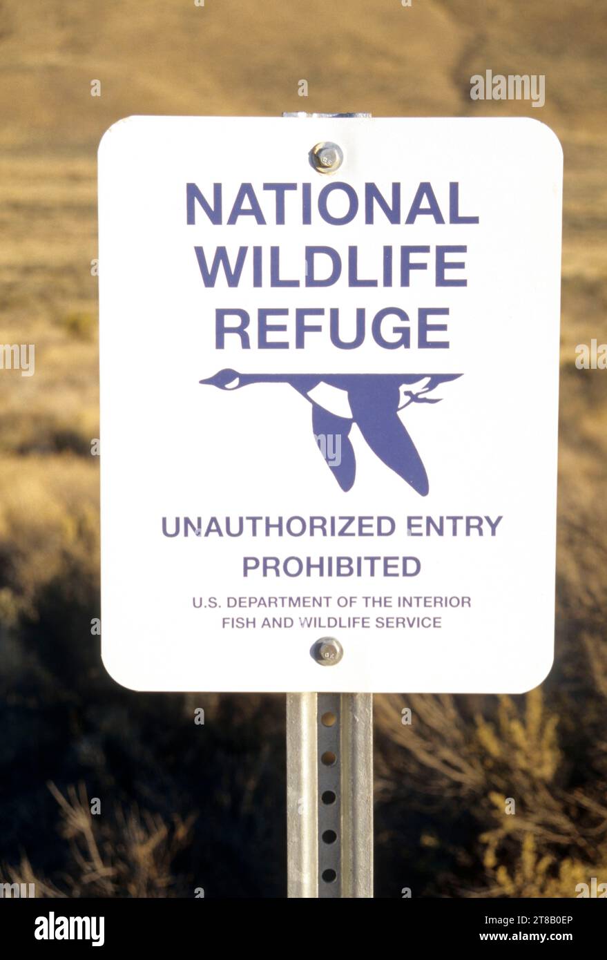 Refuge sign, Hart Mountain National Antelope Refuge, Oregon Stock Photo ...