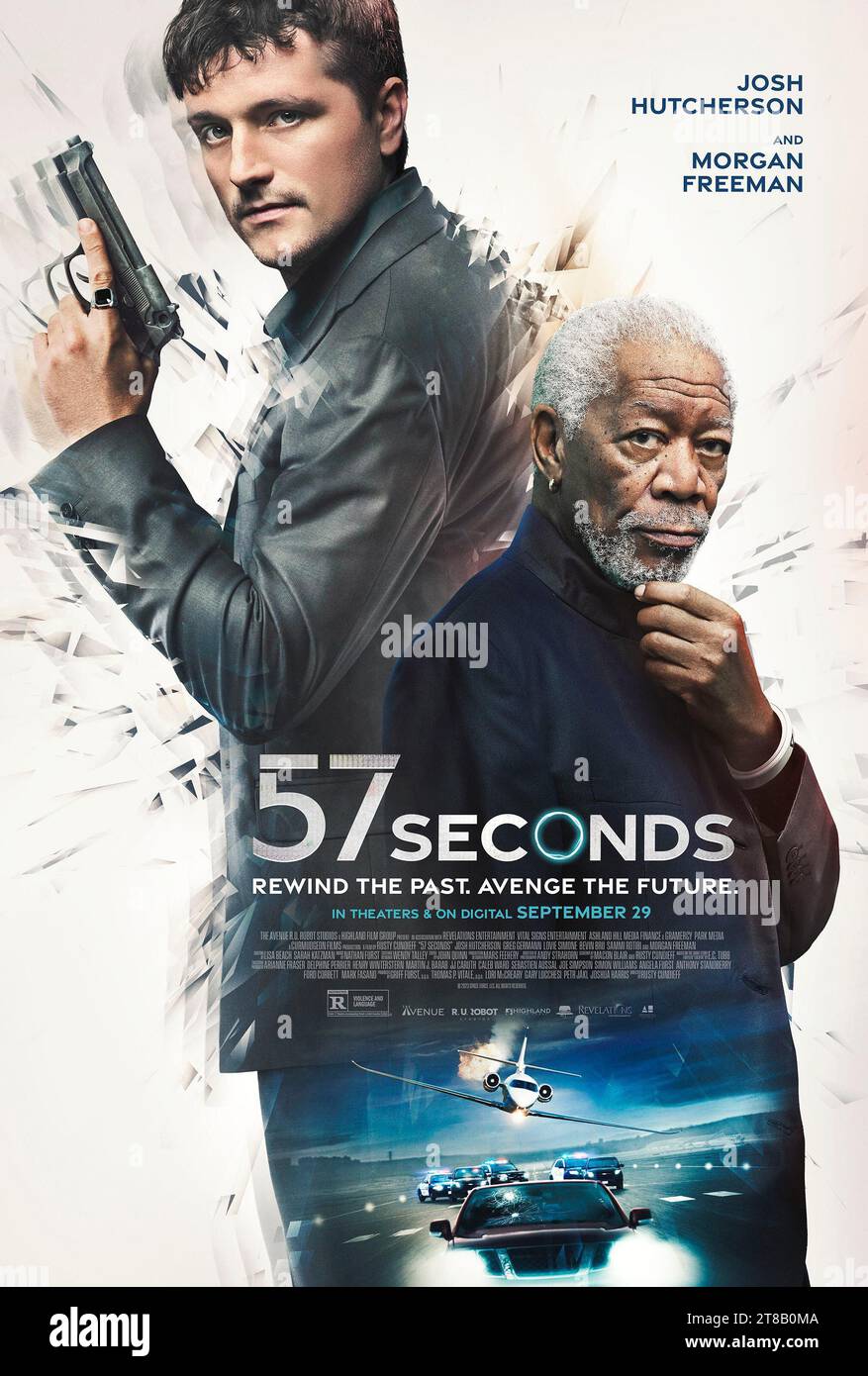 57 Seconds poster Josh Hutcherson & Morgan Freeman Stock Photo - Alamy
