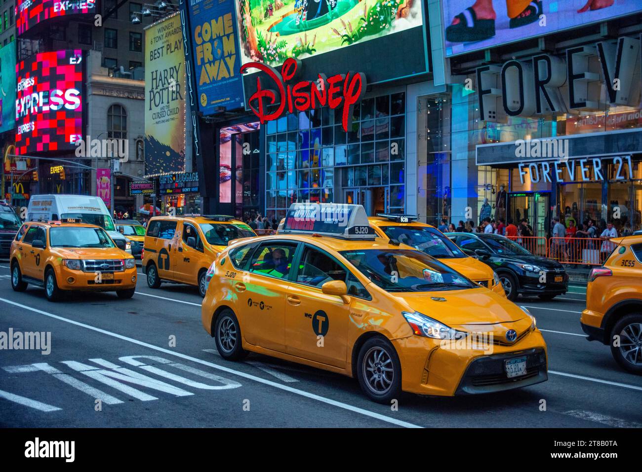 Yellow Taxicabs on Times Square, New York City, USA. Yellow Taxi Cabs ...