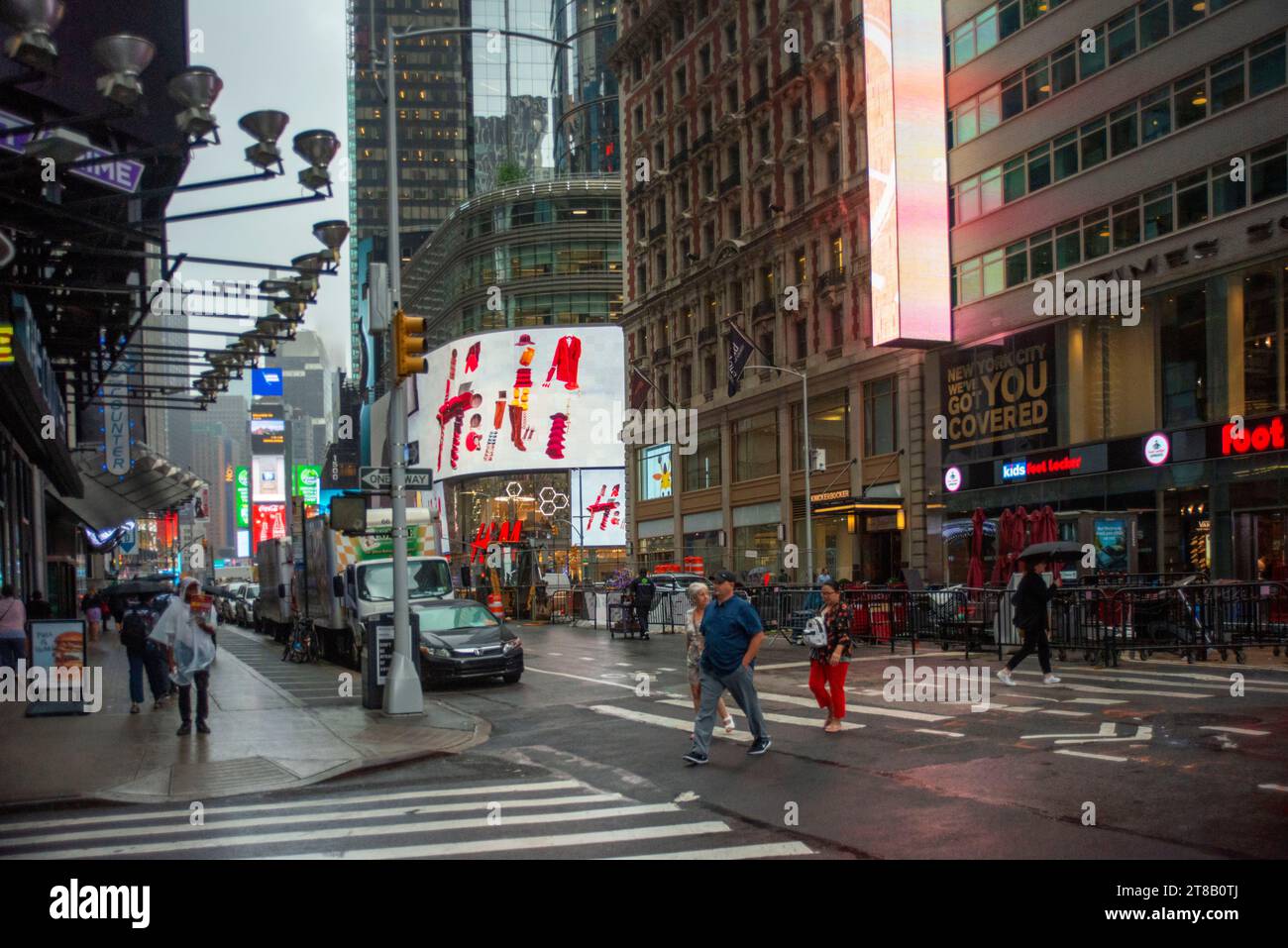 Manhattan NYC buildings of midtown Times Square, Broadway avenue road ...