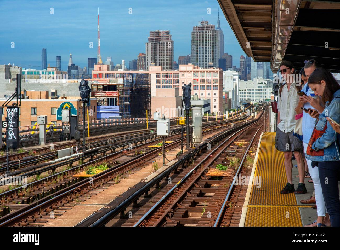 The tracks of the 7 train in Corona, Queens, New York. This elevated ...