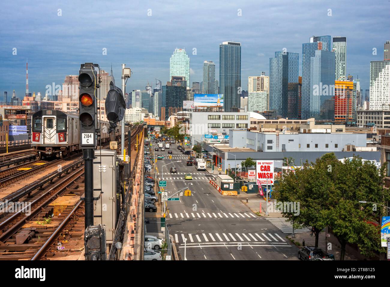 The tracks of the 7 train in Corona, Queens, New York. This elevated ...
