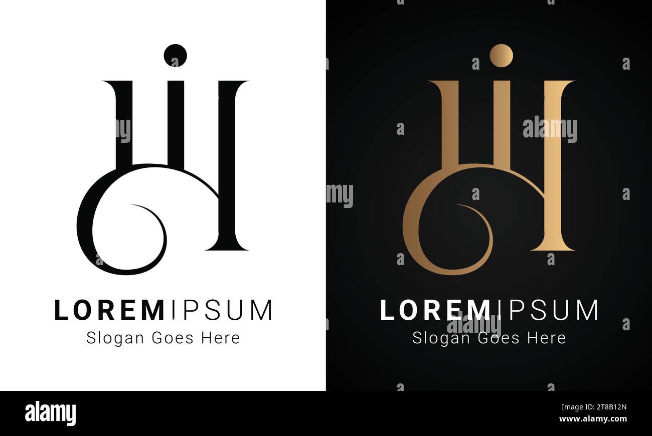 Luxury Initial HI or IH Monogram Text Letter Logo Design Stock Vector Image & Art - Alamy