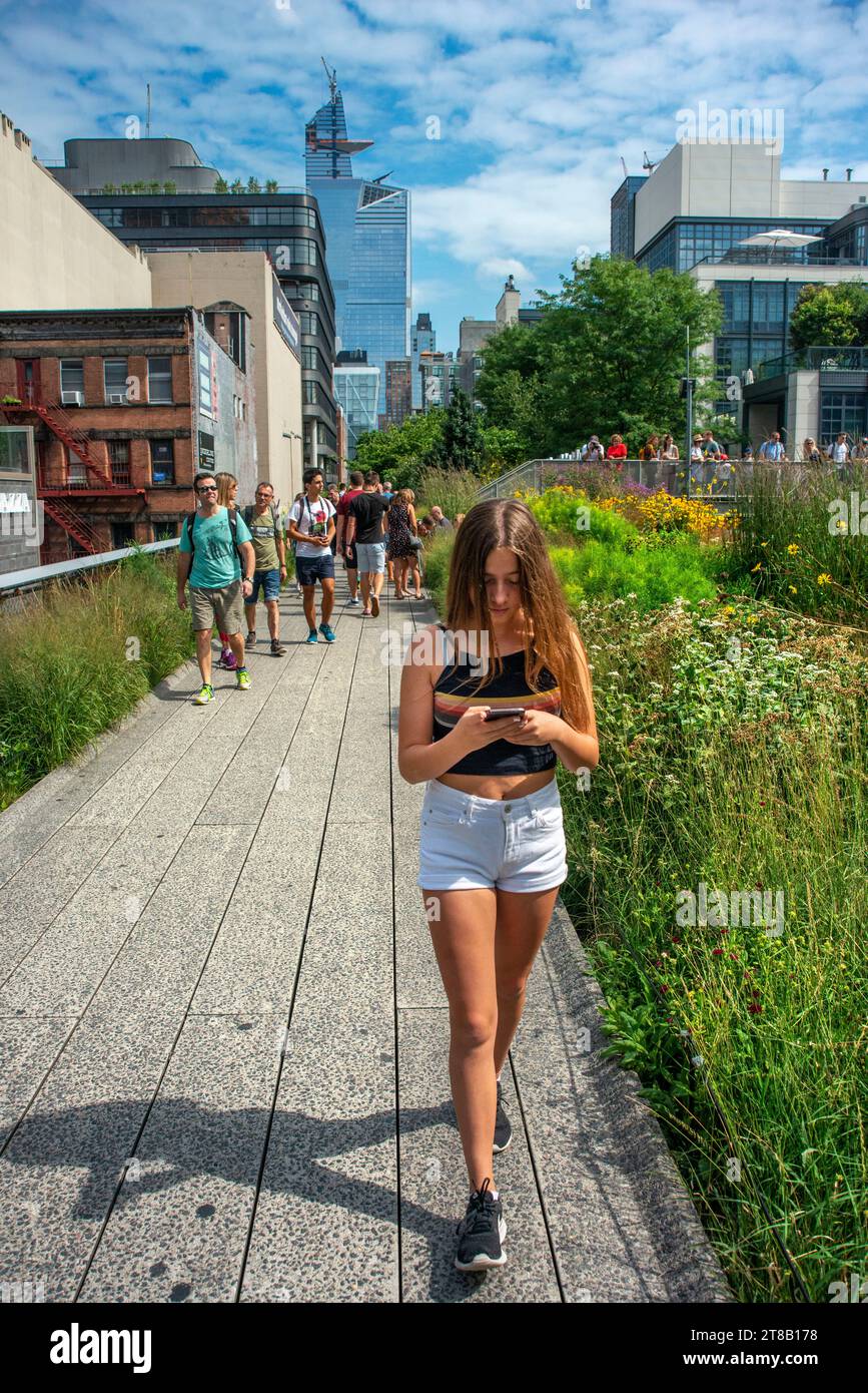 Tourism in the New york high line new urban park formed from an ...