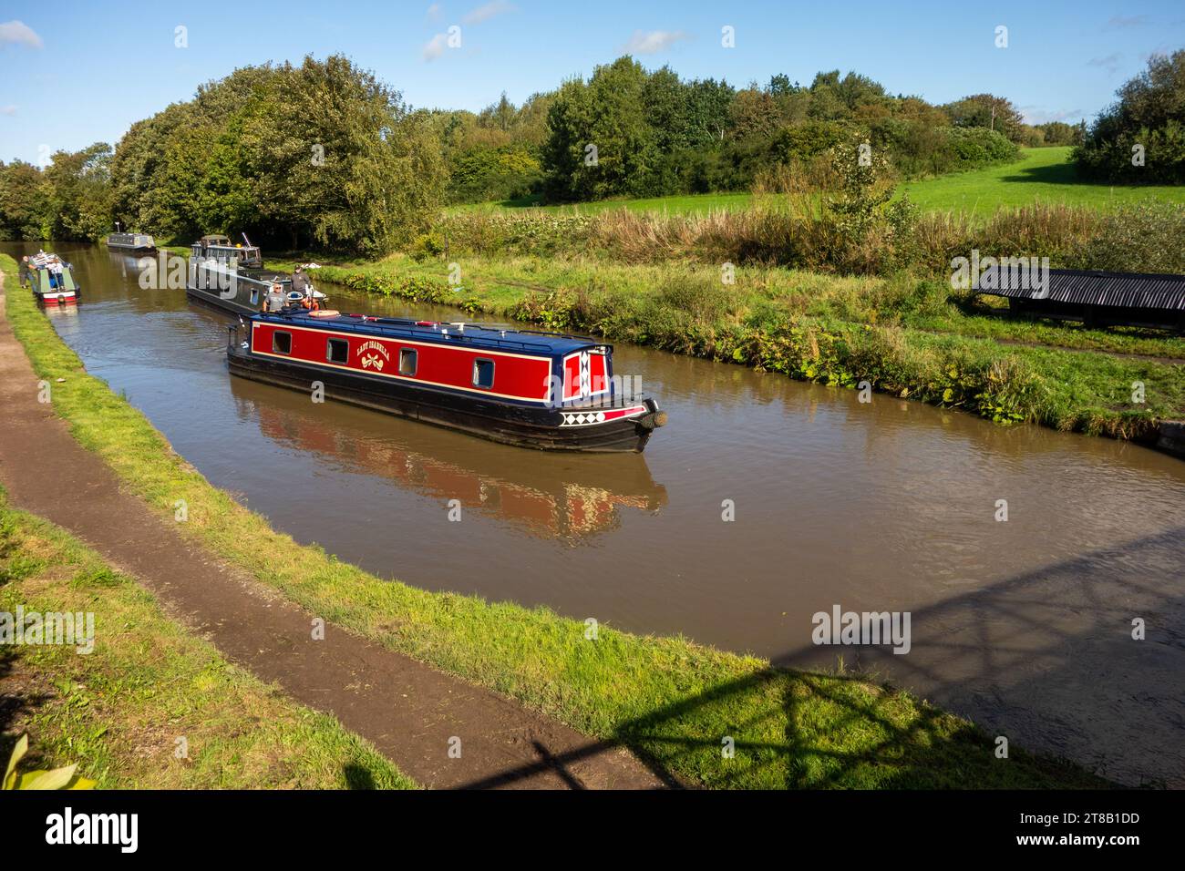 Canal narrowboat just leaving the Big lock on the Trent and Mersey ...