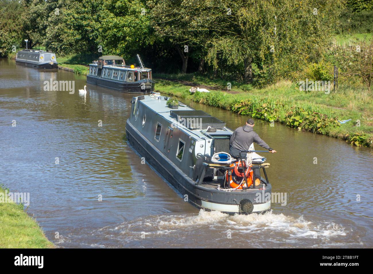 Canal narrowboat just leaving the Big lock on the Trent and Mersey ...