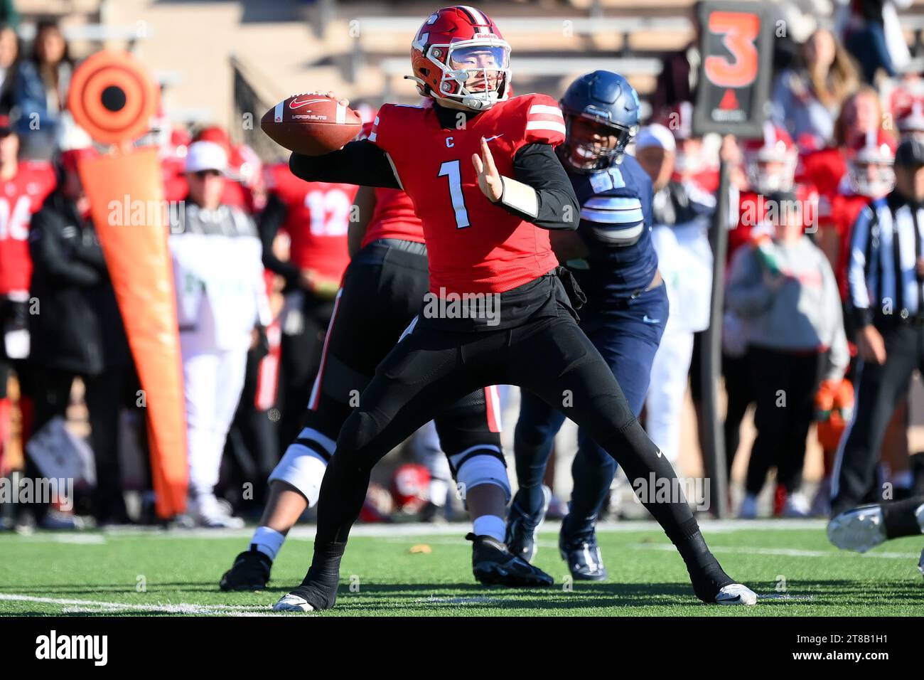 Ithaca, NY, USA. 18th Nov, 2023. Cornell Big Red quarterback Jameson ...
