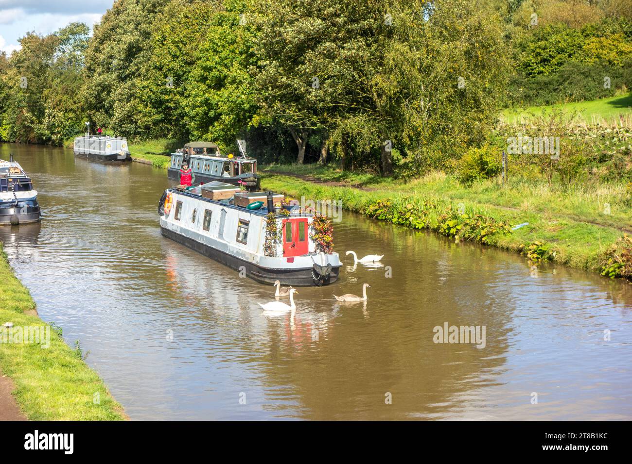 Canal narrowboat just leaving the Big lock on the Trent and Mersey ...