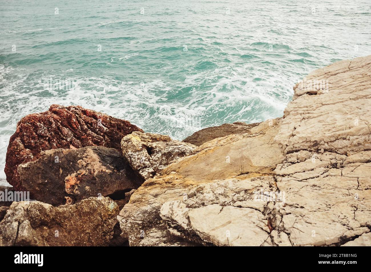 top view of the rock and the sea, a beautiful landscape and background ...